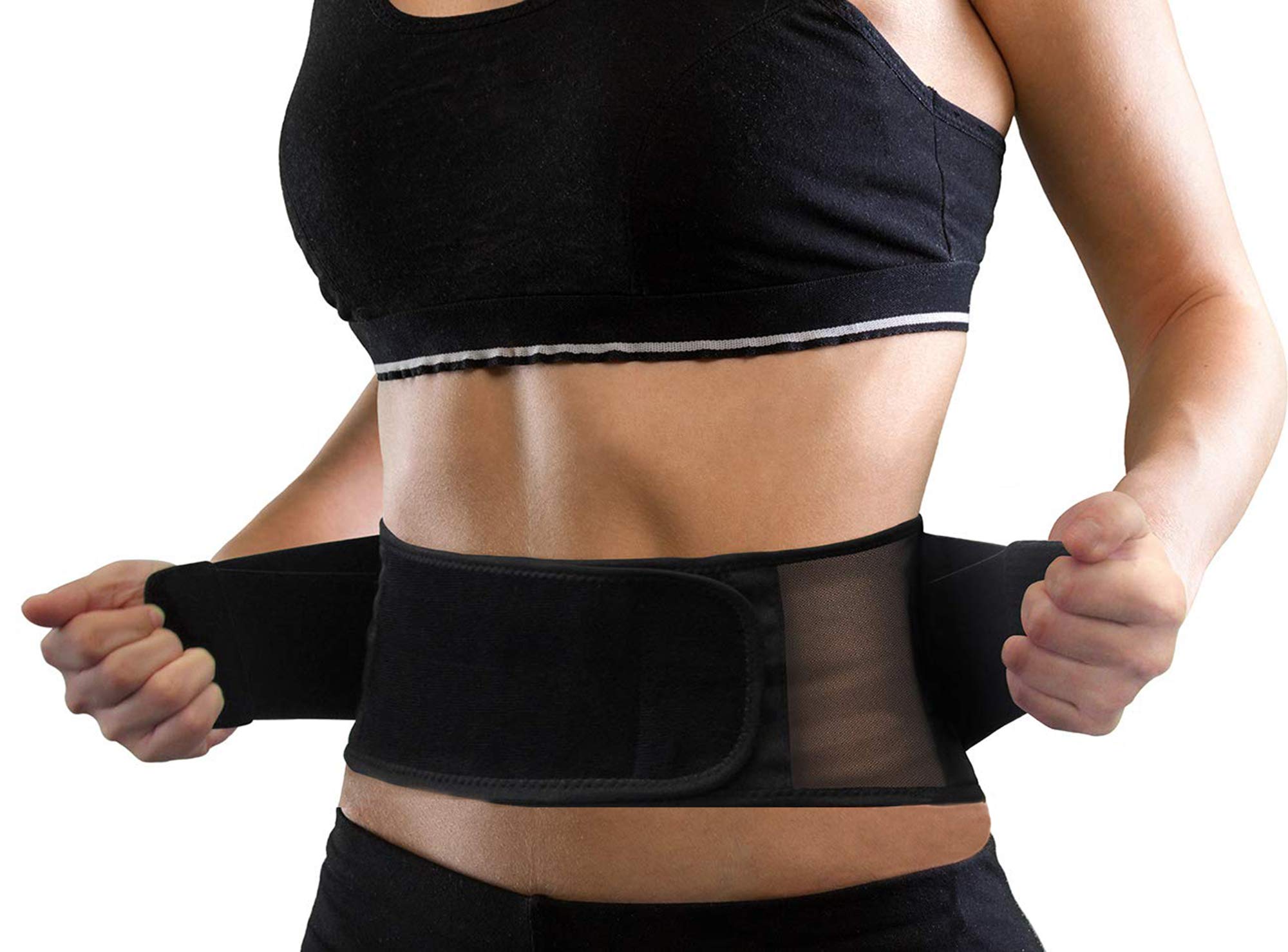 AllyFlex Sports® Lightweight Back Brace Under Clothes Breathable Honeycomb Mesh & Dual Lumbar Pads for Lower Back Pain Relief, Adjustable Straps for Optimal Lower Back Support - XL/XXL