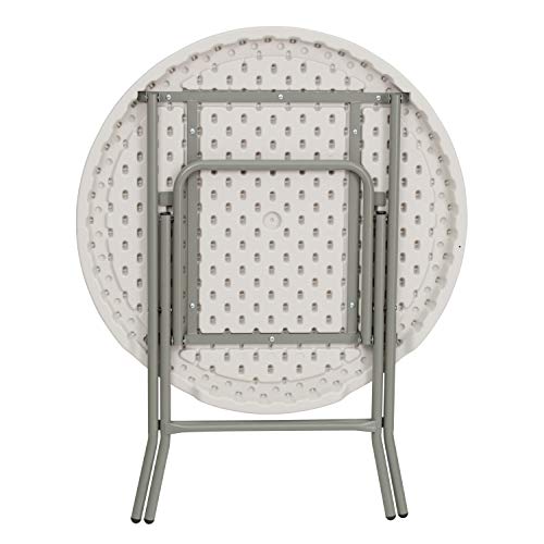 Flash Furniture Kathryn 2.63-Foot Round Granite White Plastic Folding Table