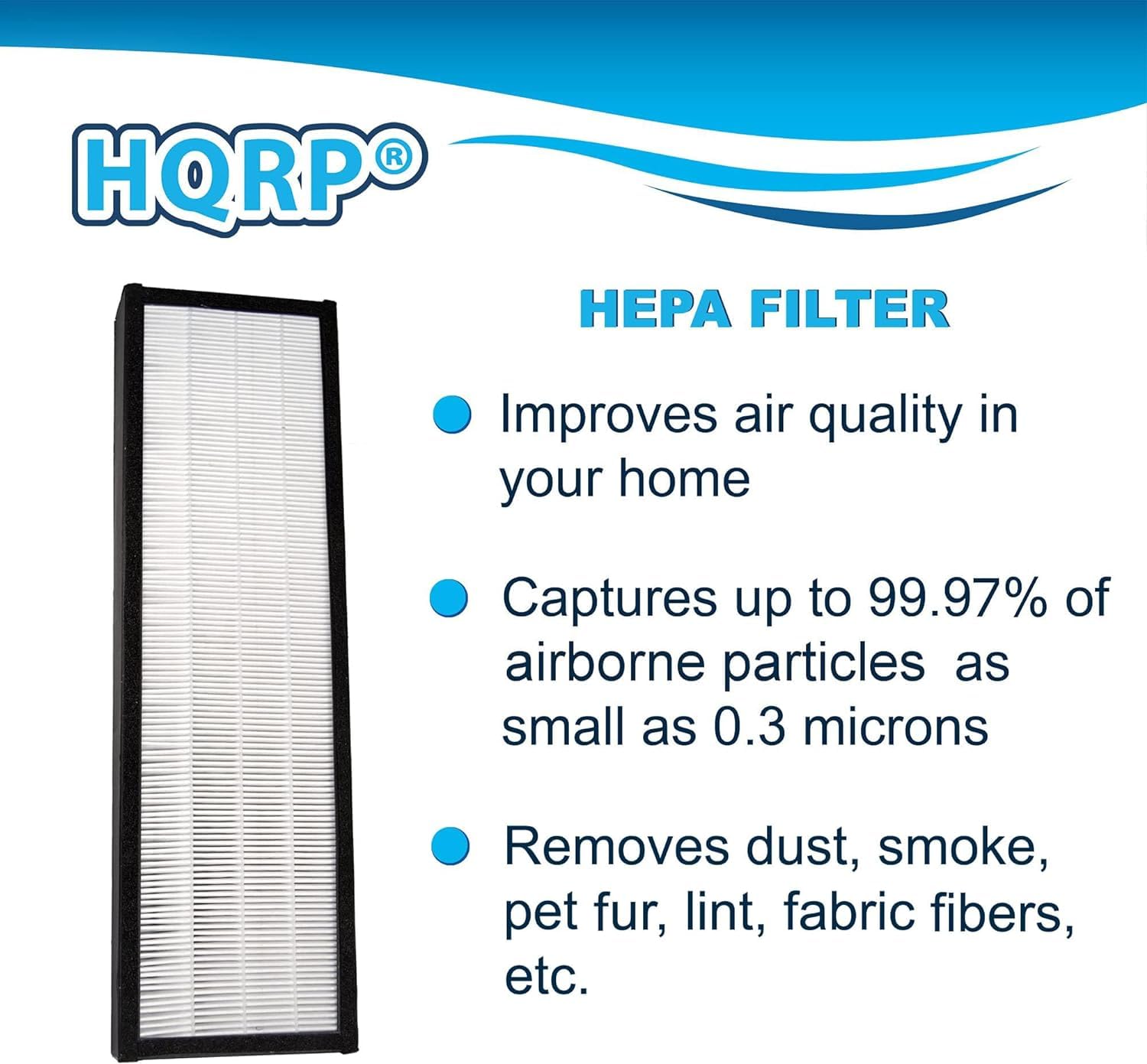 HQRP HEPA Filter with 4 Carbon Filters compatible with Finn OVHT9908 Air Purifier