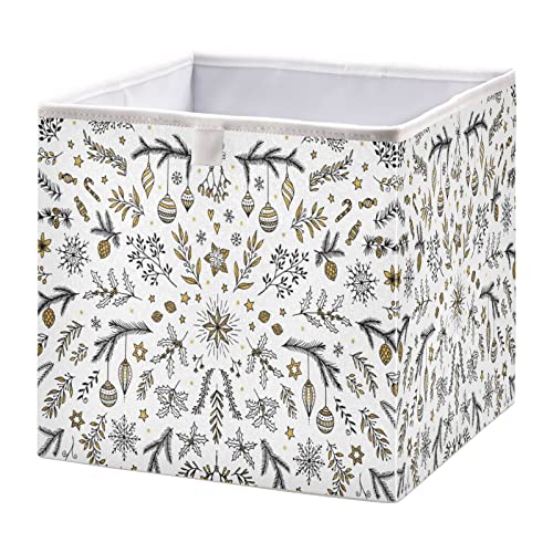 Blueangle Christmas Floral Rectangle Storage Bin, 15.8 x 10.6 x 7 in, Large Collapsible Organizer Storage Basket for Home Christmas Décor(207)