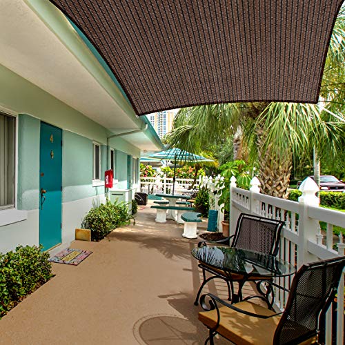 Eden's Decor Straight Flat-Edged Sun Shade Sail Rectangular 5' x 7' Brown UV-Blocking Outdoor Canopy Fabric Cloth Awning for Pergola Patio Garden Backyard Custom Size
