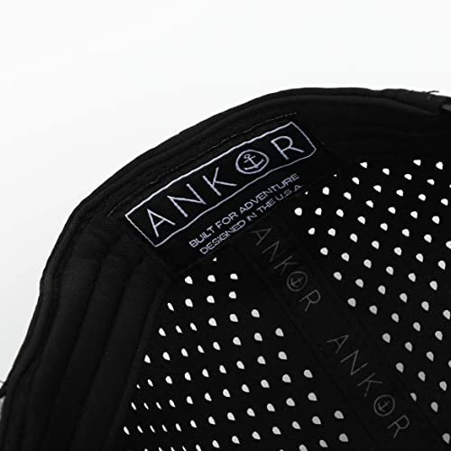 ANKOR Ultra Performance Baseball Hat | Water & Sweat Resistant | Breathable | Golf | Boat | Beach | Lake | Workout | Fishing |Everyday | Minimalist | Men and Women (Black)