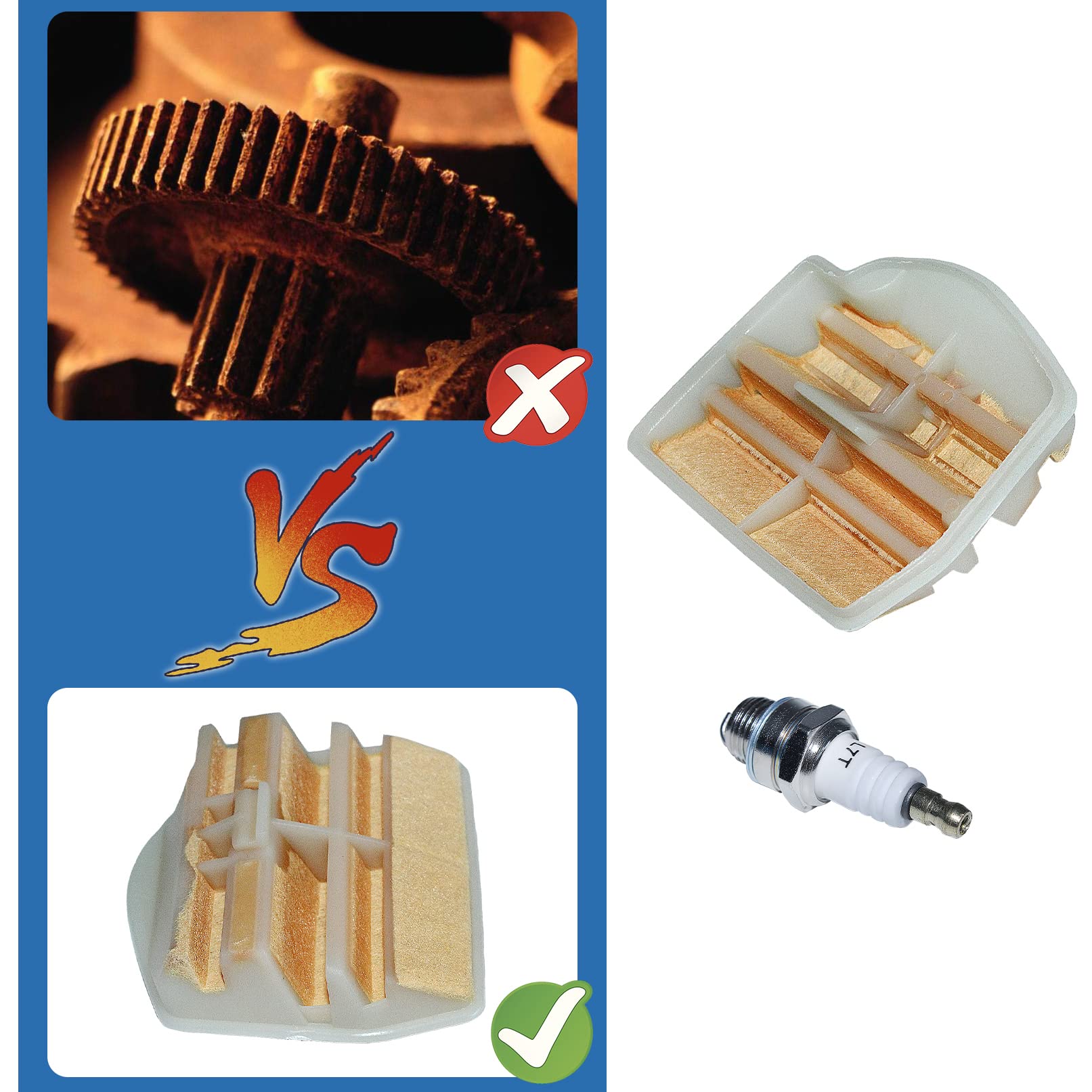 AUMEL Air Filter Spark Plug Kit for Husqvarna 445 445E 450 450E Jonsered 2250 2245 Chainsaw Replace 544080802.