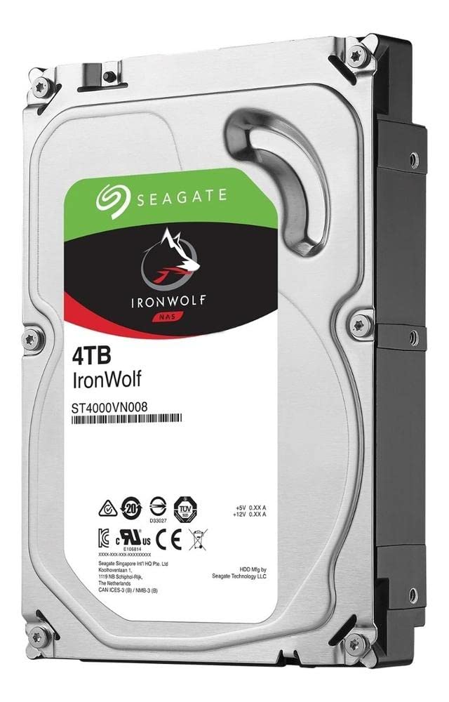 Seagate 4TB IronWolf NAS SATA Hard Drive 6Gb/s 256MB Cache 3.5-Inch Internal Hard Drive for NAS Servers, Personal Cloud Storage (ST4000VN008), Silver