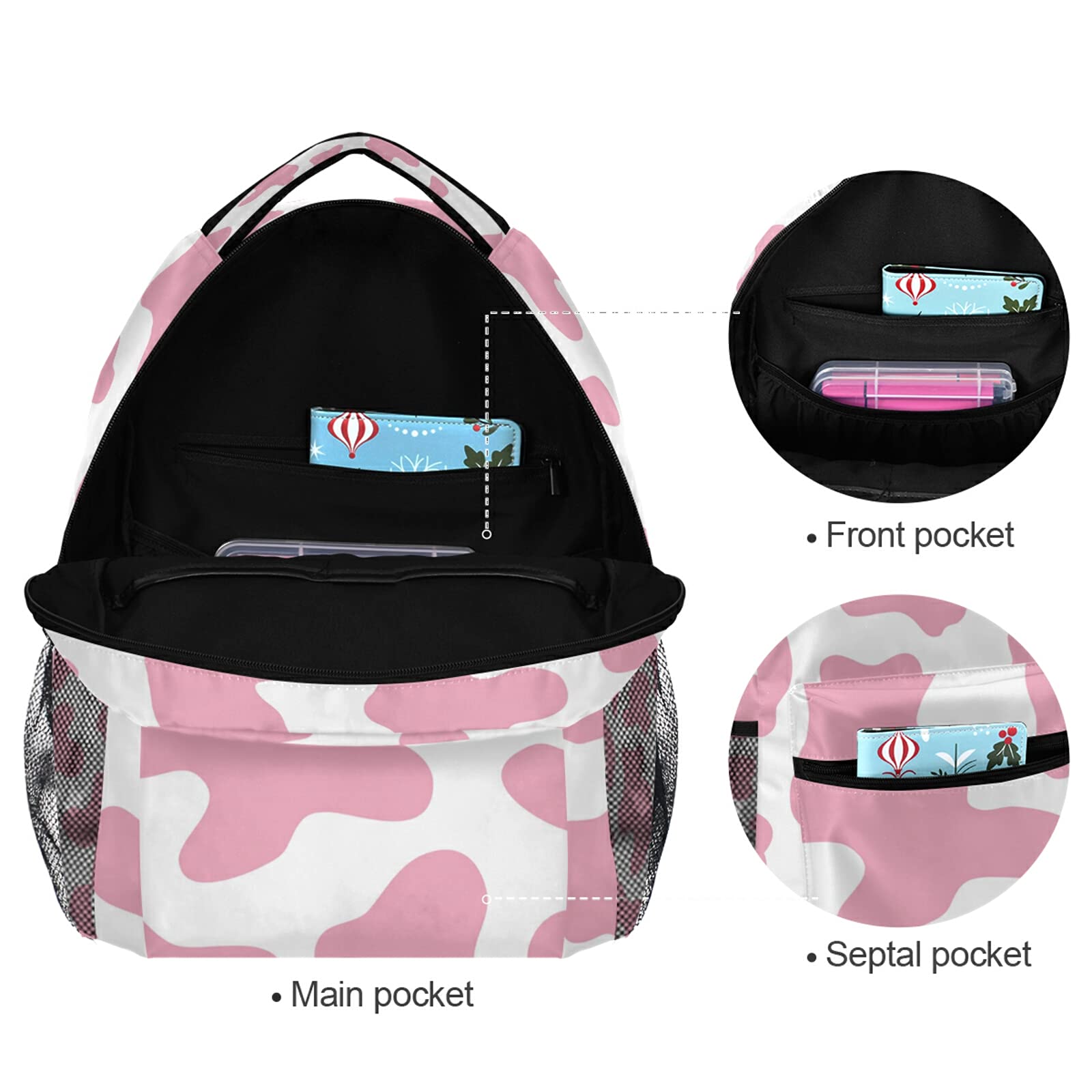 Bookbags Laptop Backpack for High School Adult Men Pink Cow Print Camo Camoflage Travel College Teens Student Casual Shoulder Daypack