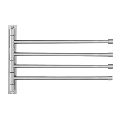 KES Bathroom Towel Bar 13.8 Inch Swing Arm Wall Mount Swing Out 4-Arm Towel Holder, SUS304 Stainless Steel Brushed Finish, A2102S4-2