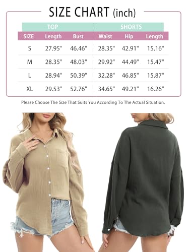 ATHMILE Womens Button Down Shirts Fall Fashion 2024 Shacket Jacket Long Sleeve Oversized Work Blouses T-Shirt