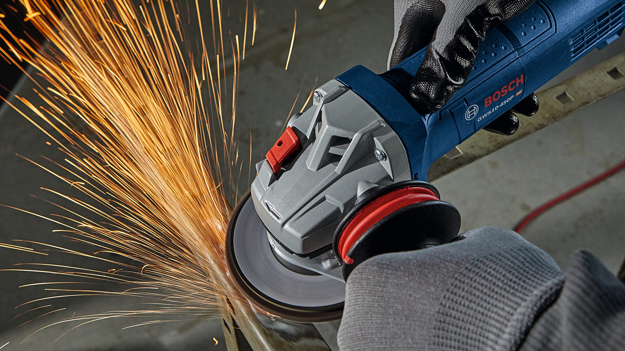 BOSCH GWS10-450P 4-1/2 In. Ergonomic Angle Grinder with Paddle Switch, Grey,black,blue