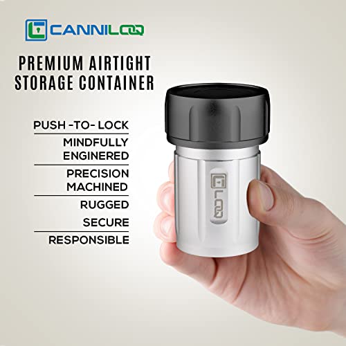 Canniloq T80ASPB Premium Rugged Airtight Jar and Aluminum Container Keeps Dry Goods Fresh, Silver Body Black Cap, 80ml