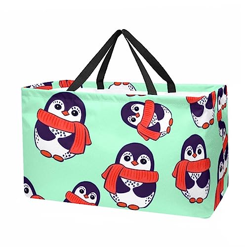 Cartoon Animal Full Print Large Capacity Laundry Organizer Tote Bag - Reusable and Foldable Oxford Cloth Shopping Bags