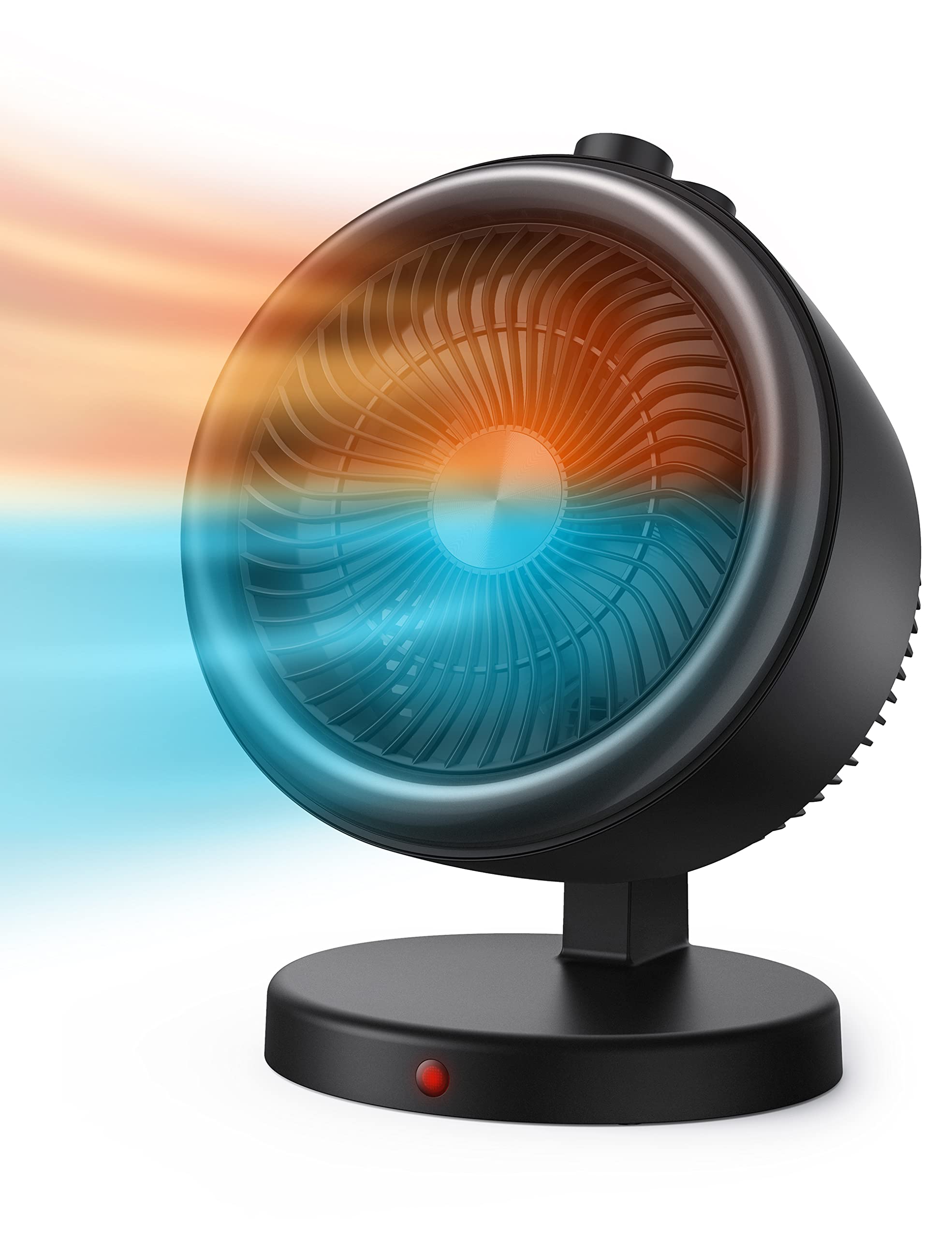 Space Heater Fan, 2-in-1 Vortex Portable Space Heater with Circulation Fan, 2 Heat and Fan Modes, 60°Wide Tilting Angle, Tip-over and Overheat Protections, Electric Heater for Bedroom Home Office Use