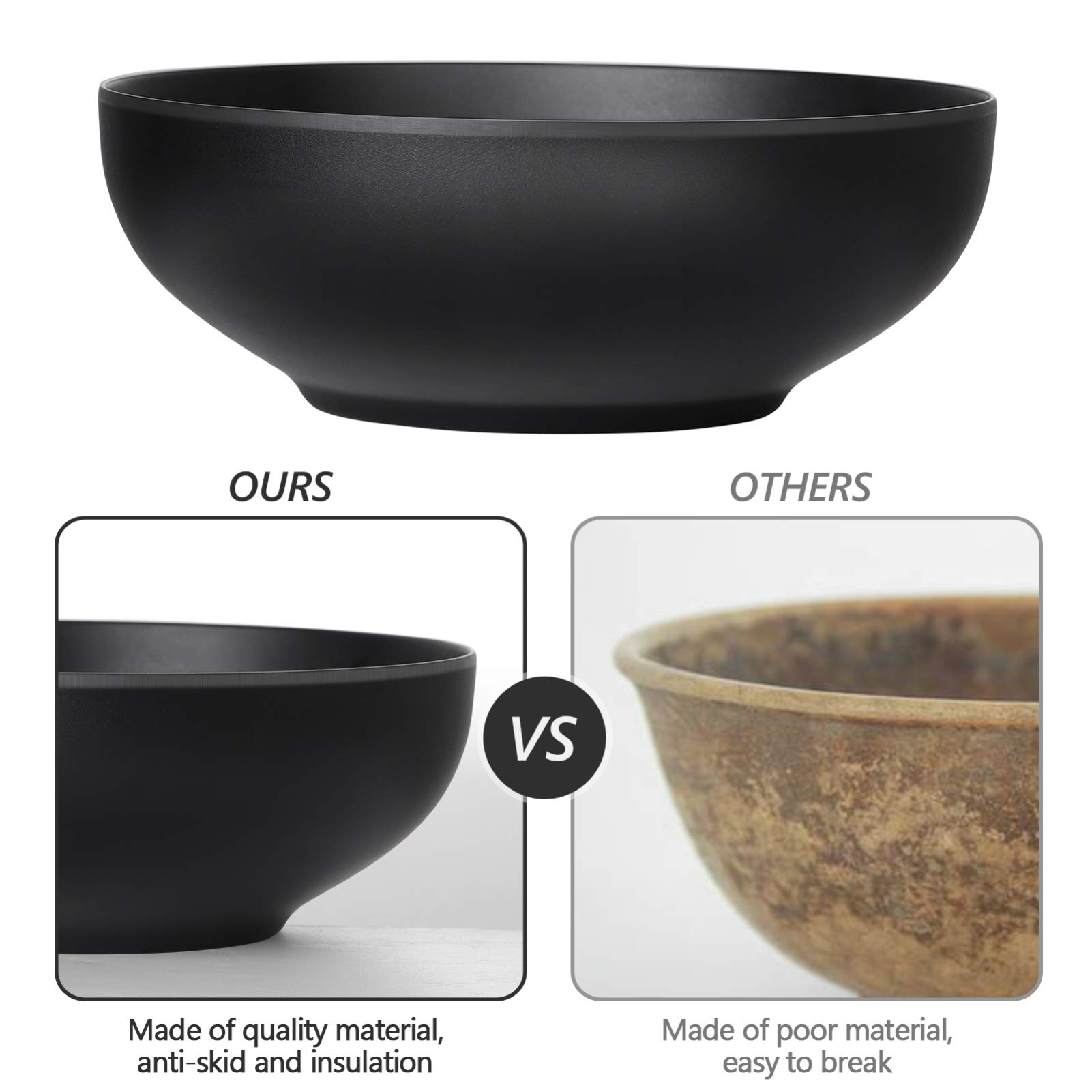 Cabilock Bowl for Restaurant 1PCS Japanese Style Ramen Bowls A5 Melamine Noodle Soup Bowl Pasta Serving Salad Bowl for Rice Soup Noodle Udon 21. 5cm Noddle Holding Bowl