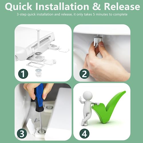 Aünsffer Toilet Seat Round Soft Close16.5'', Toilet Lid Slow Close Quiet No Slam, Easy Installation & Release,Safe PP Material Easy Clean, Comfortable Ergonomic Design, 2 Years Support, White Plastic