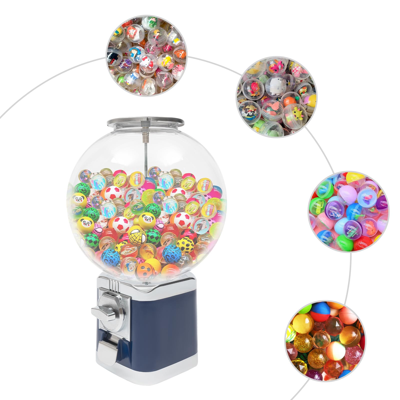 awolsrgiop Candy Dispenser Vending Machine, Candy Machine Gumball Machine Maker Big Bubble Candy Dispenser Machine Toy Vending Machine For Kids 1.26β Ball Bulk Vending Machines w/Key (Dark Blue)