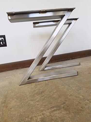 Brushed Stainless Table Legs, Z-Shaped - Any Size