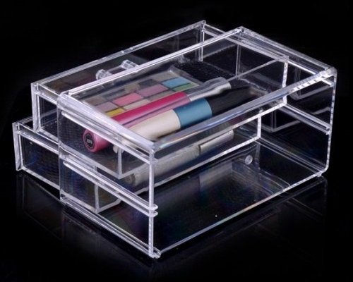 Luxury Acrylic Cosmetic Organizer Makeup Box 2 Drawers 1005-3***