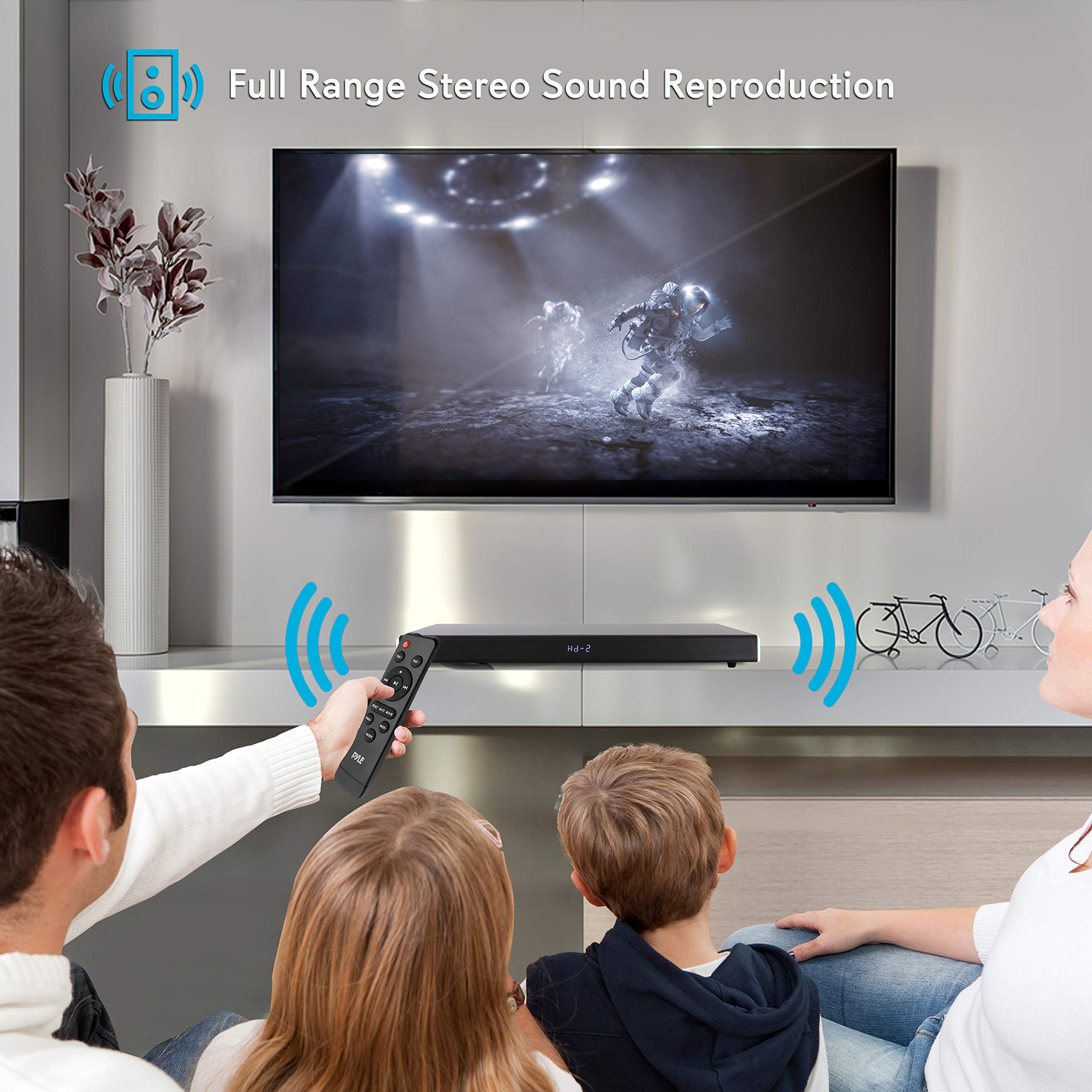 Pyle Surround Sound TV Sound Bar - Bluetooth Compatible Wireless Soundbar For TV w/ Built in Subwoofer Speaker - Television Sound Bar System w/ LCD/Optical Audio/RCA/AUX/USB/Coaxial PSBV620BT