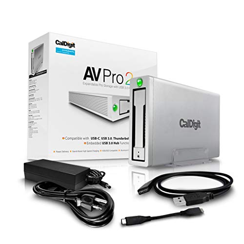 CalDigit AV Pro 2 Storage Hub USB C 5Gb/s External Drive Enclosure Kit - Charge up to 30W, 2016 MacBook, MacBook Pro, Thunderbolt 3 PC Compatible (0TB - Enclosure Kit)