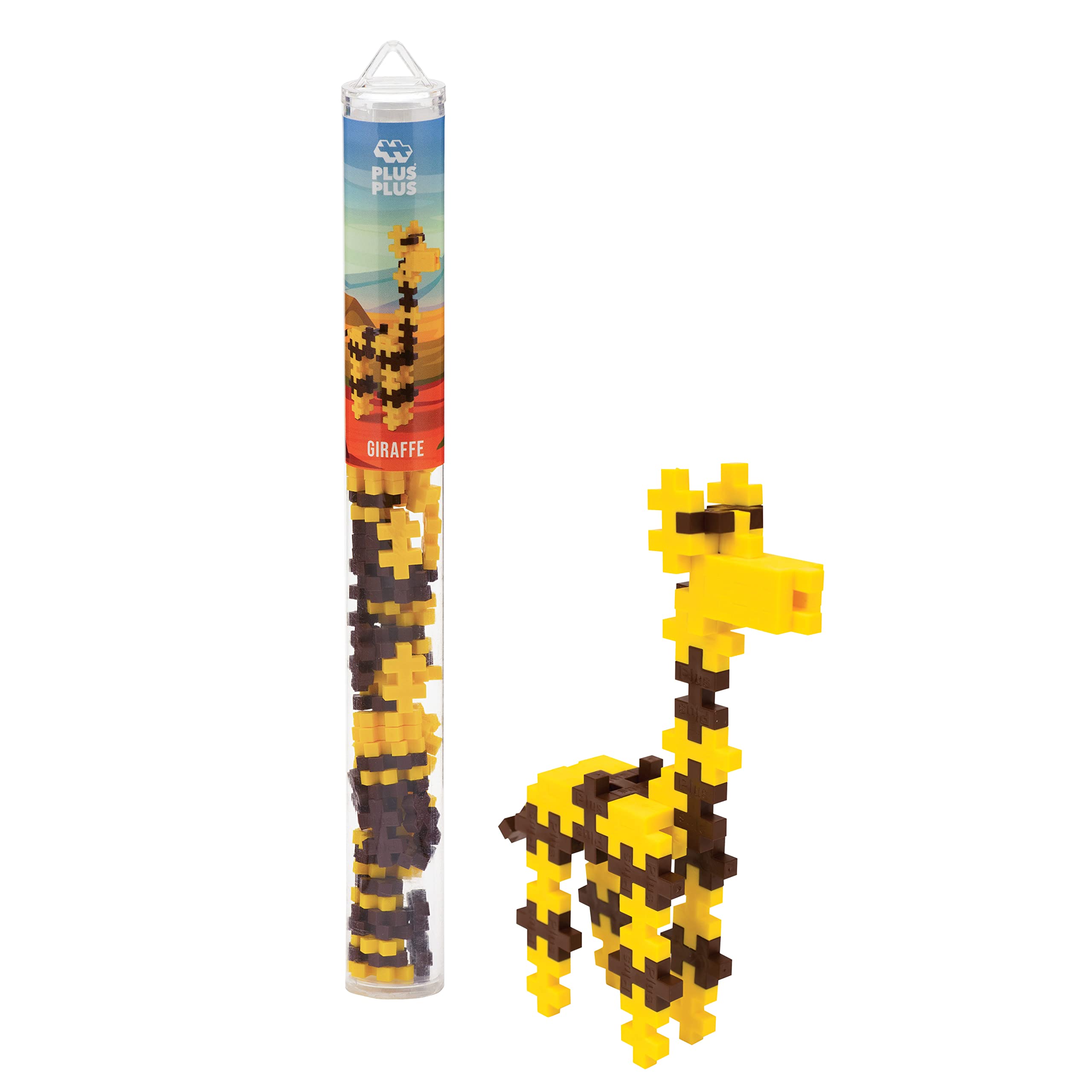 PLUS PLUS - Safari 5 Piece Playset Bundle, Baseplate & 70 Piece Tubes - Construction Building Stem/Steam Toy, Interlocking Mini Puzzle Blocks for Kids