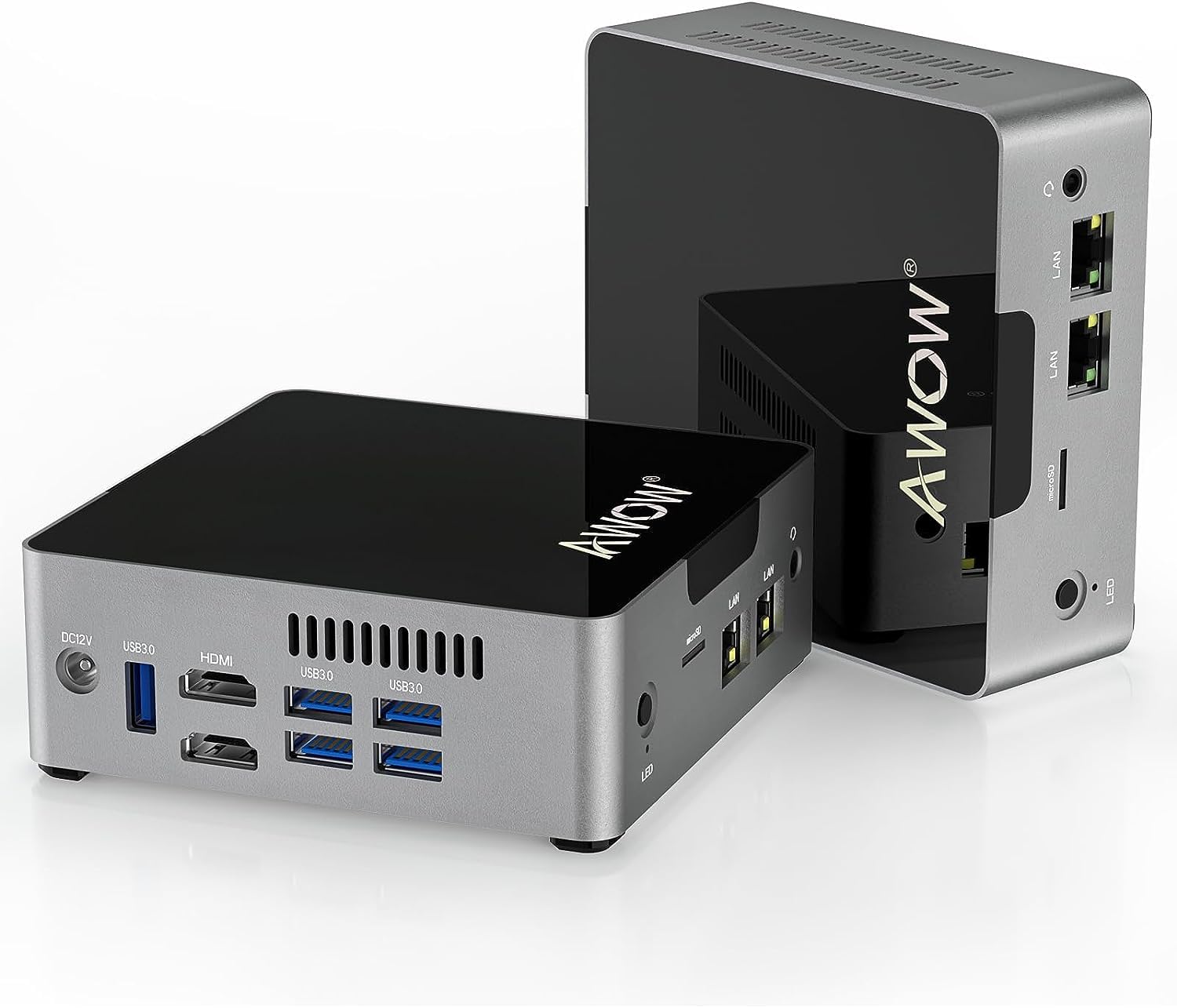 AWOW Fanless Mini PC Windows 11 Pro, 8GB DDR4 RAM 256GB SSD Mini Desktop Computer Intel N4120, Home Office Business Micro PC Dual Display HDMI 4K@60Hz Dual Gigabit Ethernet, WiFi/BT/USB3.0 * 5