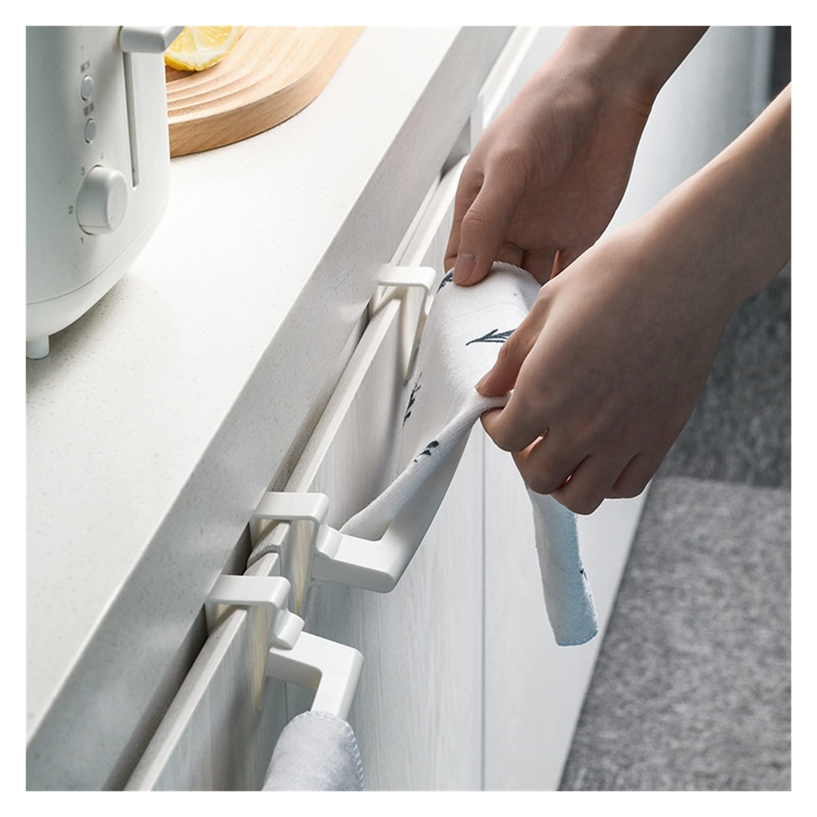STARMS Simple Cabinet Door Single-Bar Towel Rack Kitchen Plastic Desktop Hanging Rag Rack Bathroom Non-Perforated Bath Towel Shelf