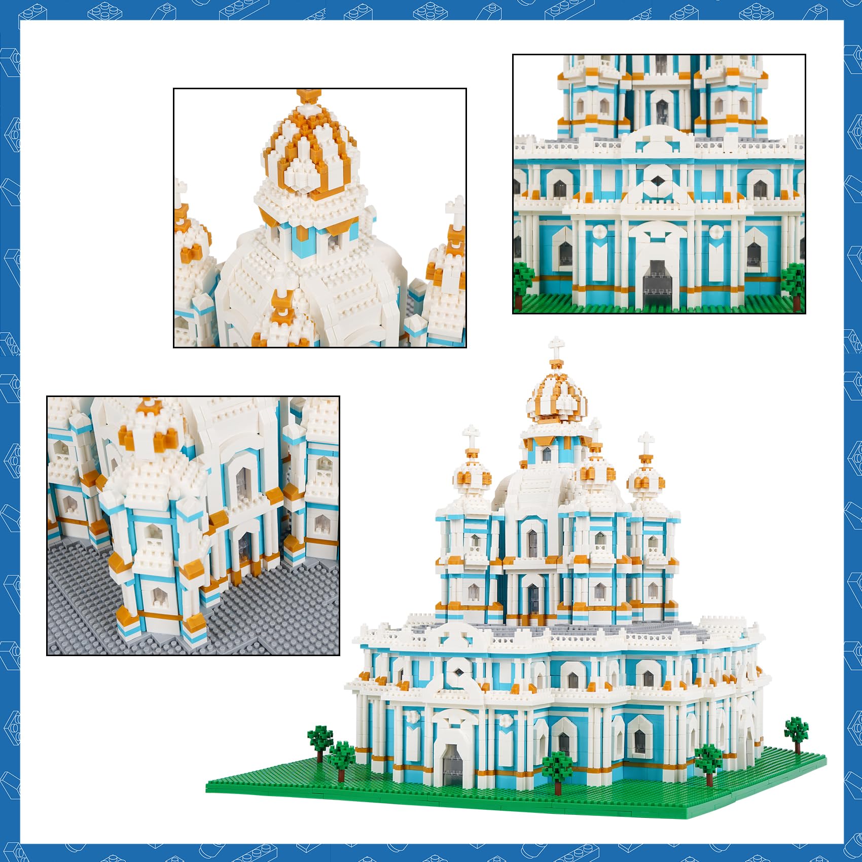 Geniteen Micro Mini Blocks Smolny Cathedral Model Building Blocks Set Architecture Model Mini Building Blocks Gifts for Adult