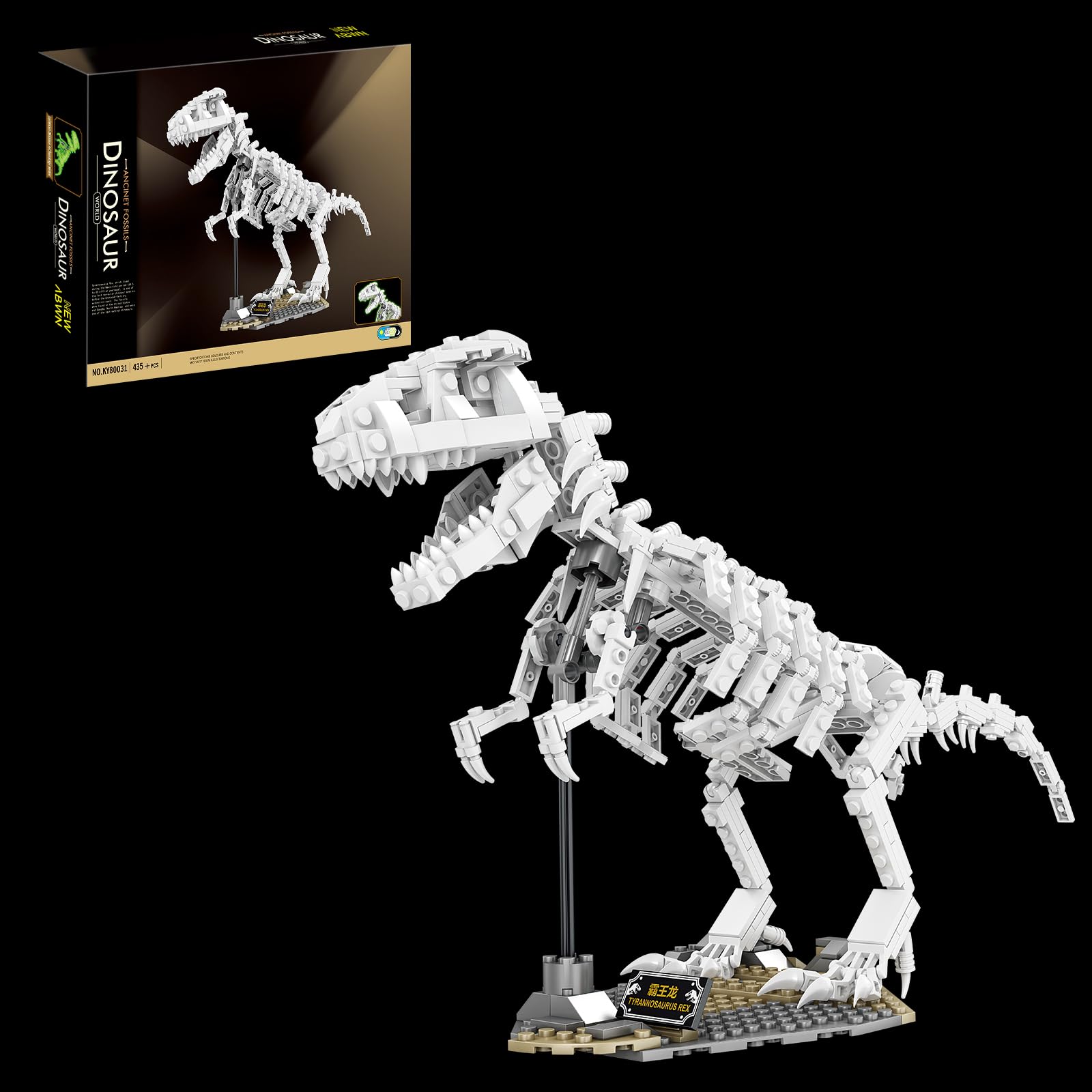 NEWABWN Dinosaur Luminous Building Toys for Kids 8-14,Triceratops Glow in The Dark, Use Sunlight/Lights to Store Energy,Shine at Nnight/Dark Places
