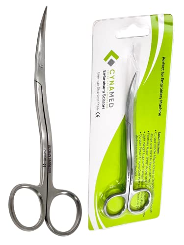 Cyanmed 1 Ea Premium 6 Inch Bent Handle Curved Embroidery Scissors-Perfect for Machine Embroidery Stainless Steel Light weight