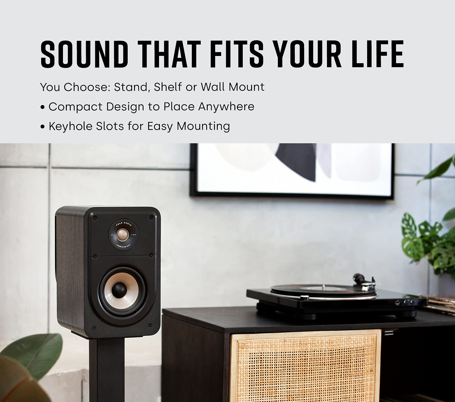 Polk Audio ES10 Surround Wall Mount Speakers, Black & Polk Audio ES15 Wall Mount Bookshelf Speaker, Black