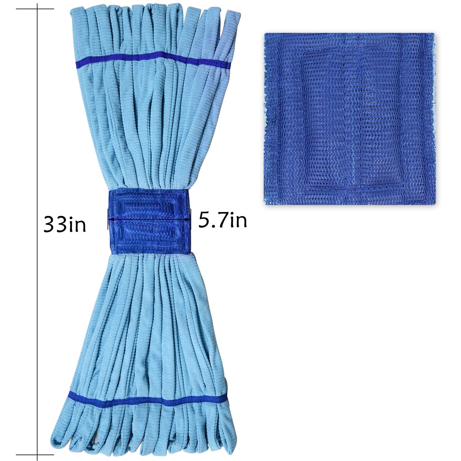 Microfiber Tube Mop Head(16 oz.), 6 Inch Headband, Loop End Commercial String Mop Head Replacement for Home, Highly Absorbent, Industrial and Commercial Use