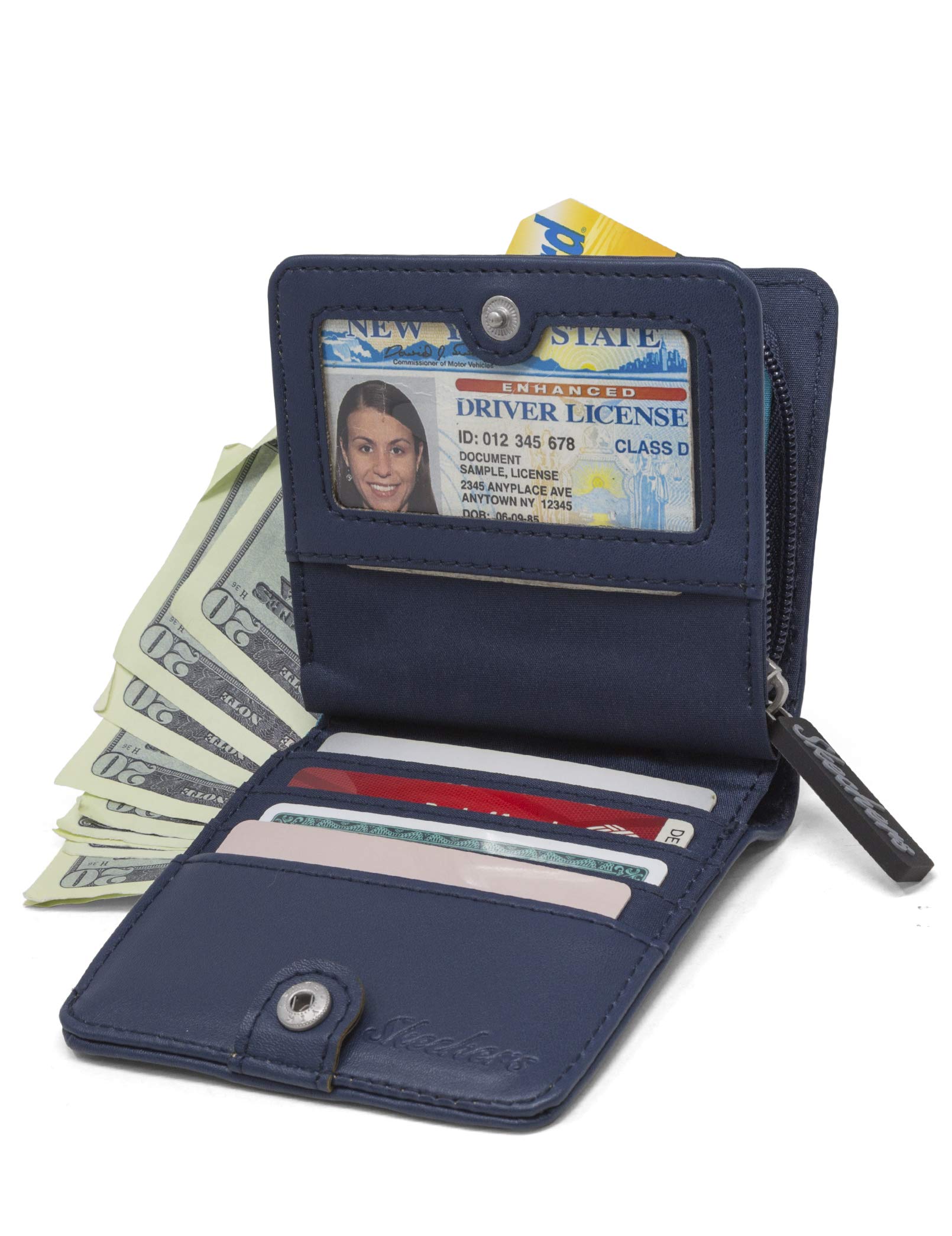 Skechers Women's RFID Blocking Small Wallet with Coin Pocket Travel Accessory-Bi-Fold, Aqua, One Size