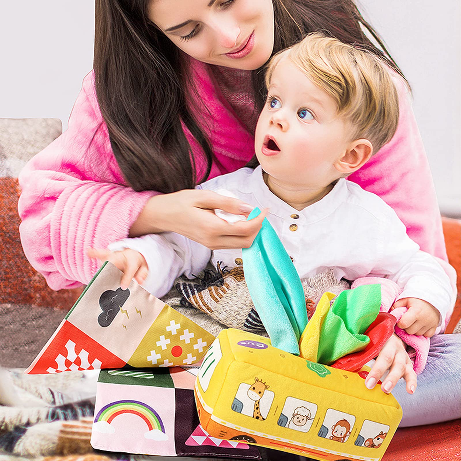 Baby Tissue Box Toy Baby Magic Tissue Box Baby Sensory Tissue Box Tissue Box Toys for Babies 6-12 Months