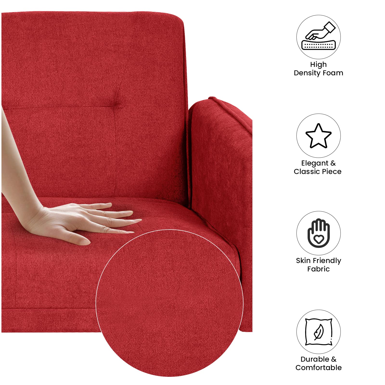 AWQM Futon Sofa Bed,Modern Upholstered Convertible Folding Sleeper Sofa,Recliner Futon Couch Bed with Armrests 2 Cup Holders,for Living Room,Apartment,72.4" L x 18.5" D x 29.9" H,Red