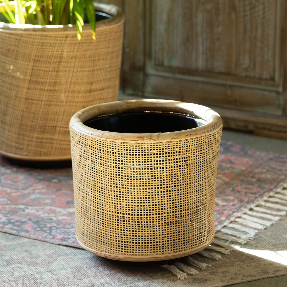 Park Hill Collection ECW16003 Woven Rattan Plant Basket, 12"