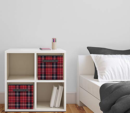 Sweet Jojo Designs Red and Black Woodland Plaid Flannel Organizer Storage Bins for Rustic Patch Collection - Set of 2