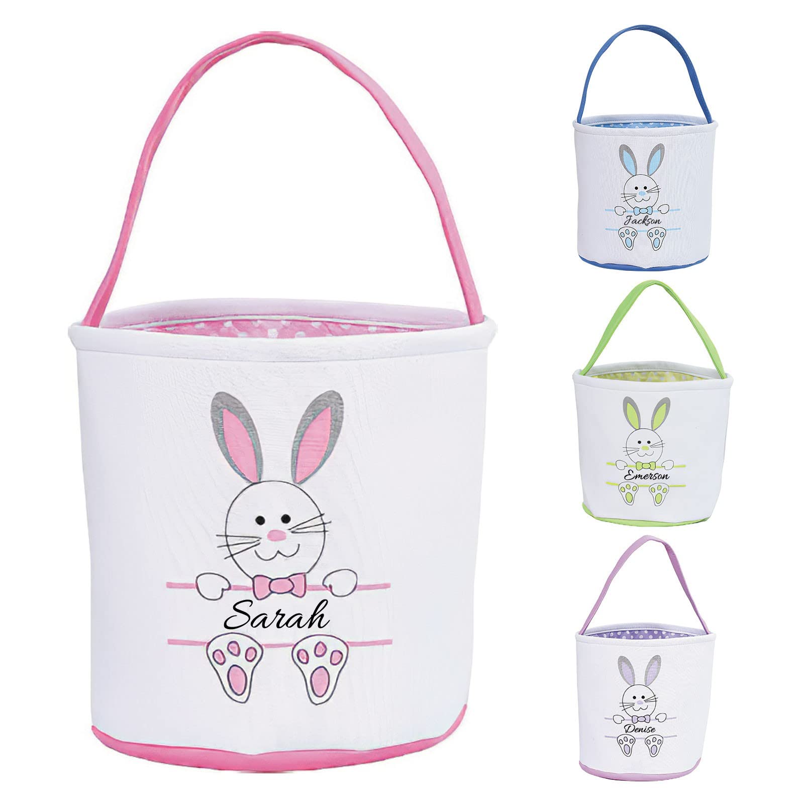 GosilenceWa Personalized Easter Basket for Girls Boys Kids with Name Large Custom Easter Baskets for Eggs Candy Gifts pink One Size