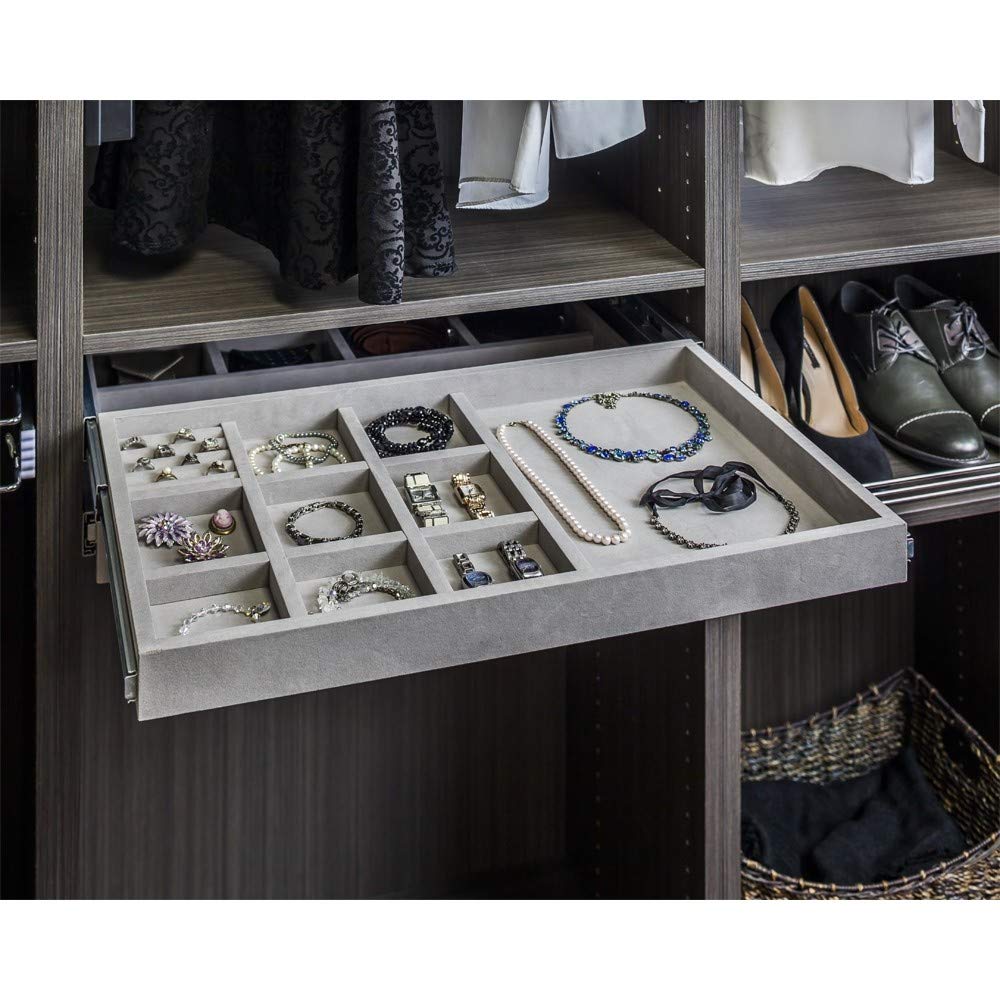 Hardware Resources JD1-24R Ten Compartment Pull Out Jewelry Organizers, Grey