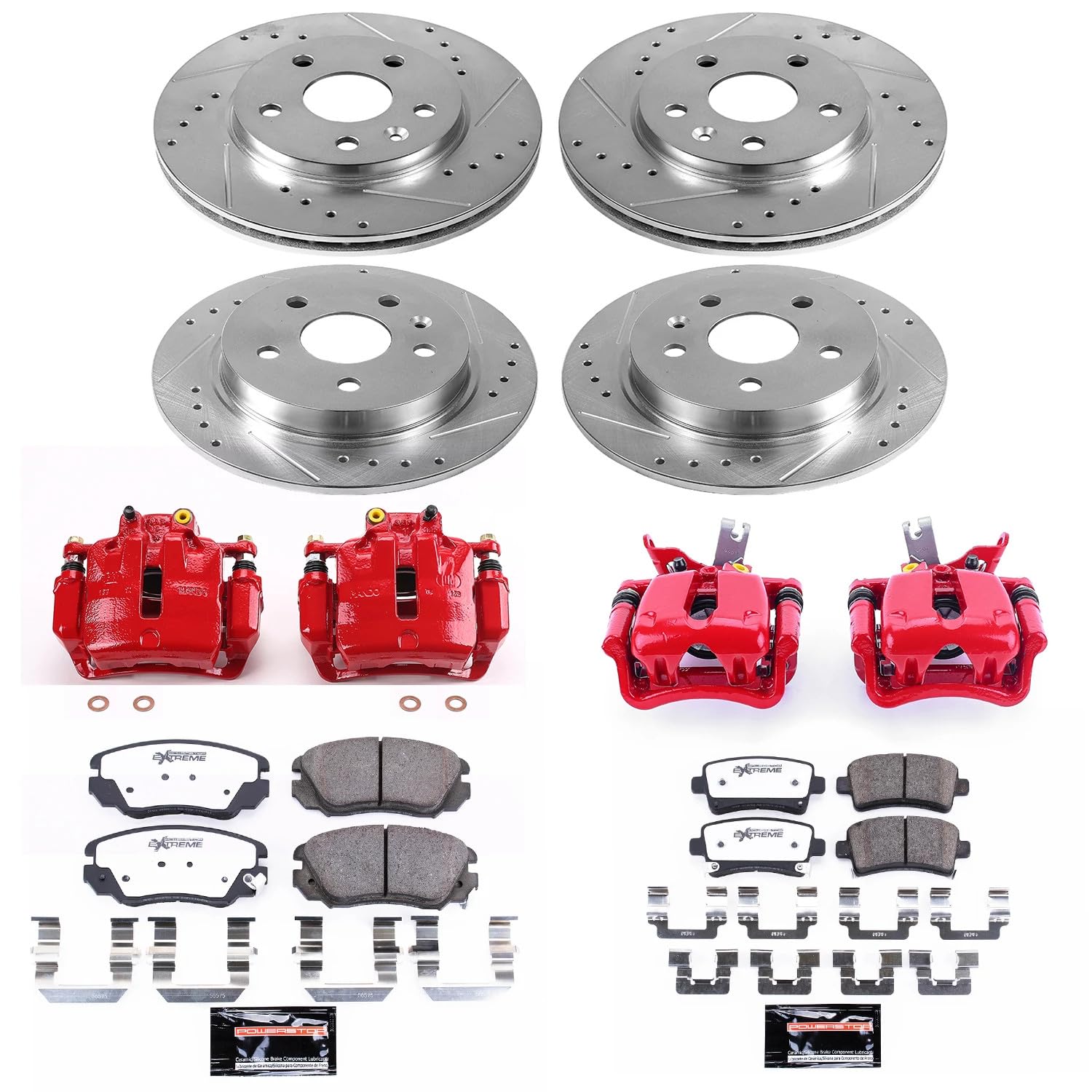 Power Stop KC5523A-26,Z26 Front and Rear Brake Caliper Kit-Brake Rotor, Brake Pads & Calipers For Chevrolet Malibu 2014-2015, Chevrolet Malibu Limited 2016 [Model Specific]
