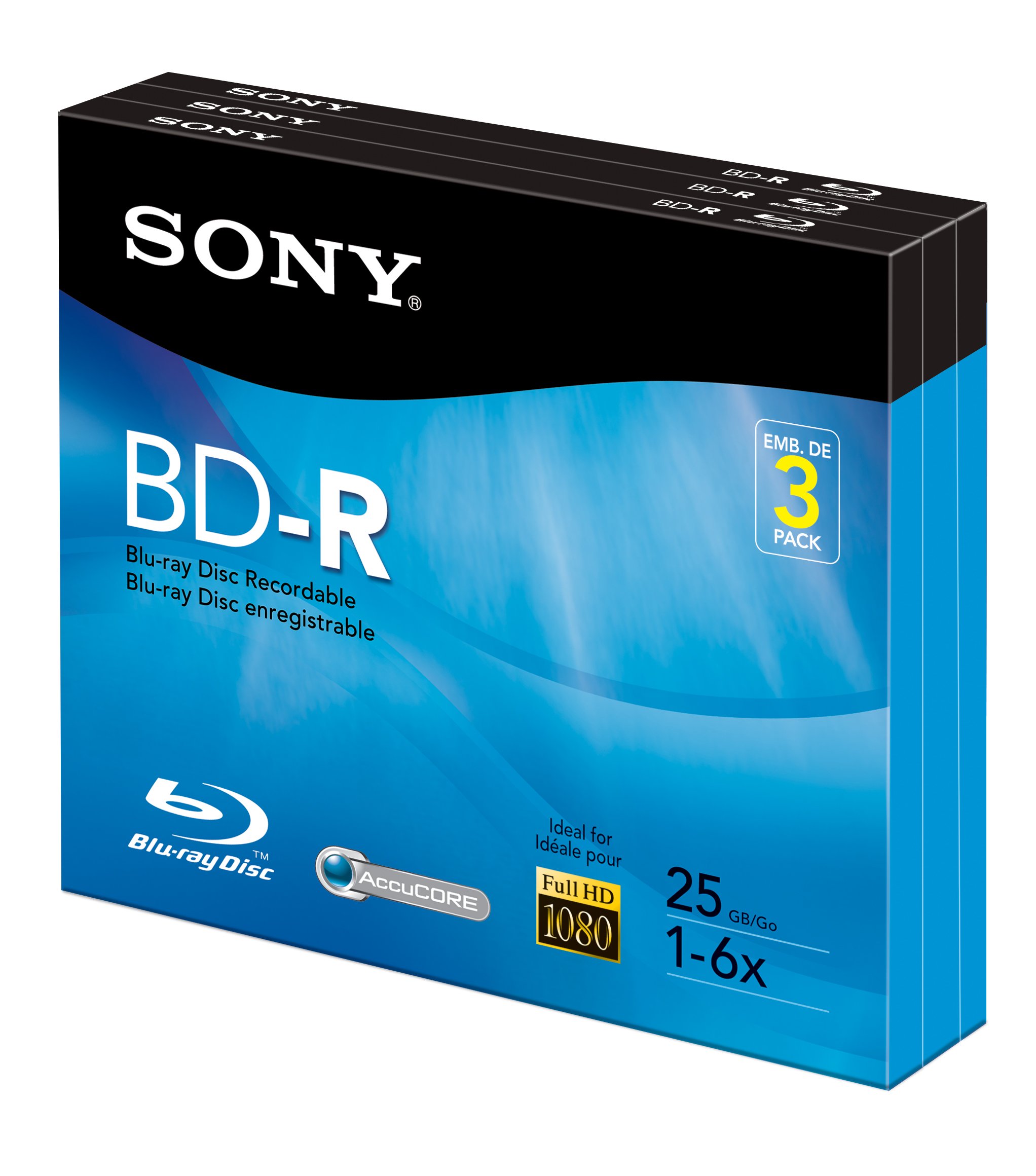 Sony 3BNR25R3H 6x 25GB Recordable Blu-Ray Disc - 3 Pack