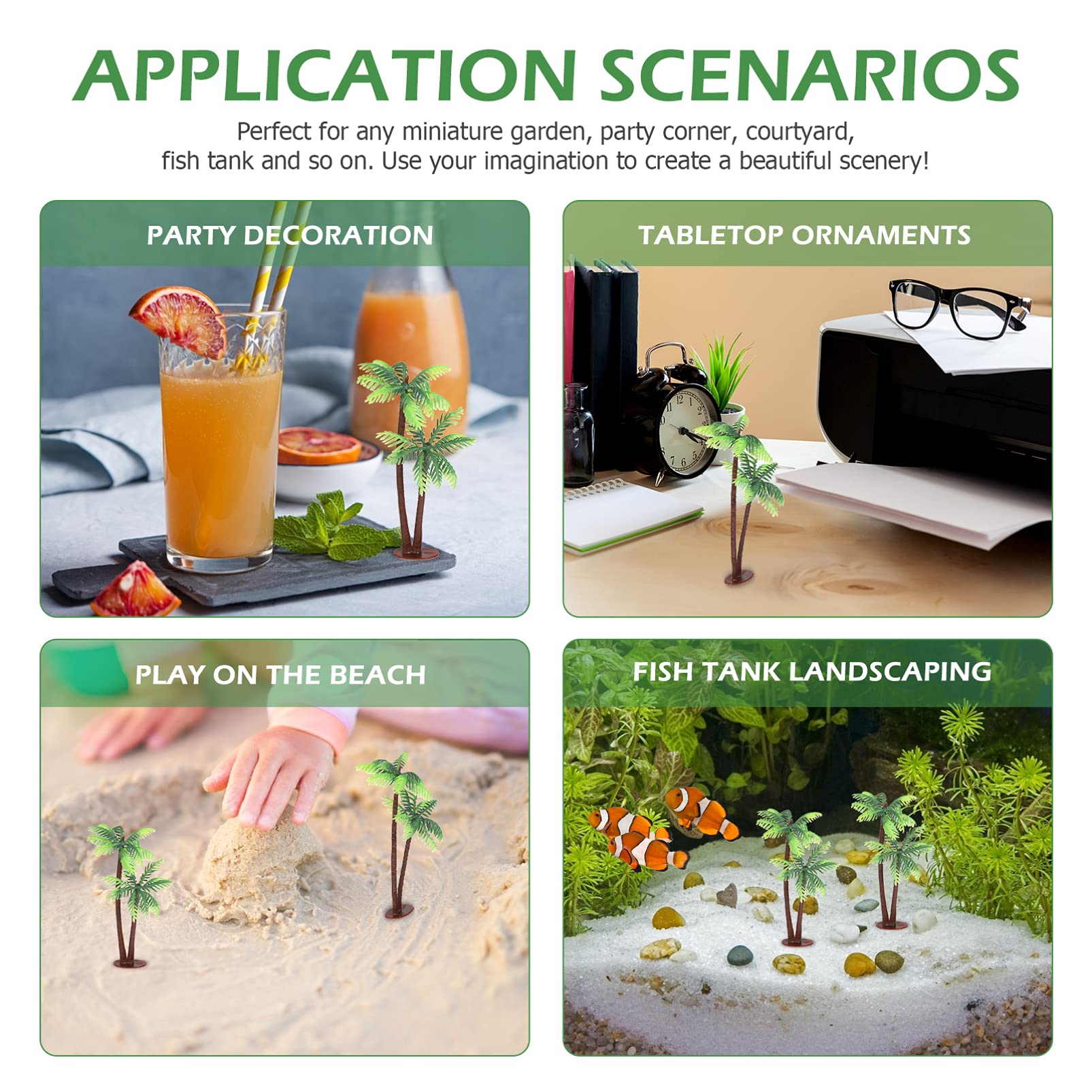 BESPORTBLE 5pcs Model Coconut Palm Tree Coconut Palm Tree Train Scenery Miniature Landscape Scenery for Model Train Railway Architectures Diorama DIY Scenery Landscape Green