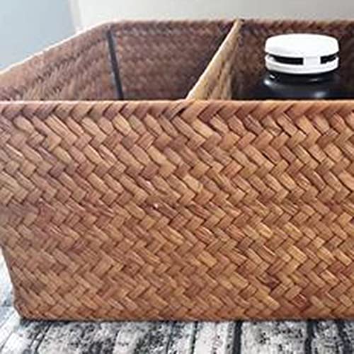 pizarra 3-Section Wicker Baskets for Shelves, Hand-Woven Seagrass Storage Baskets Paper Basket