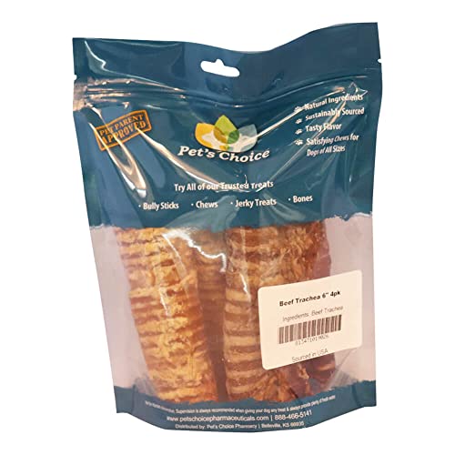 Pet's Choice Dog Treats, Beef Trachea, All Natural, 4 Count, (BF-Trachea)
