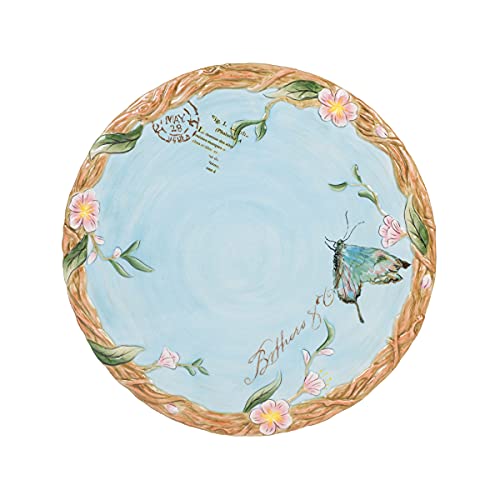 Fitz and Floyd Toulouse Footed Cakeplate Serve Platter, 11.25 Inch, Blue