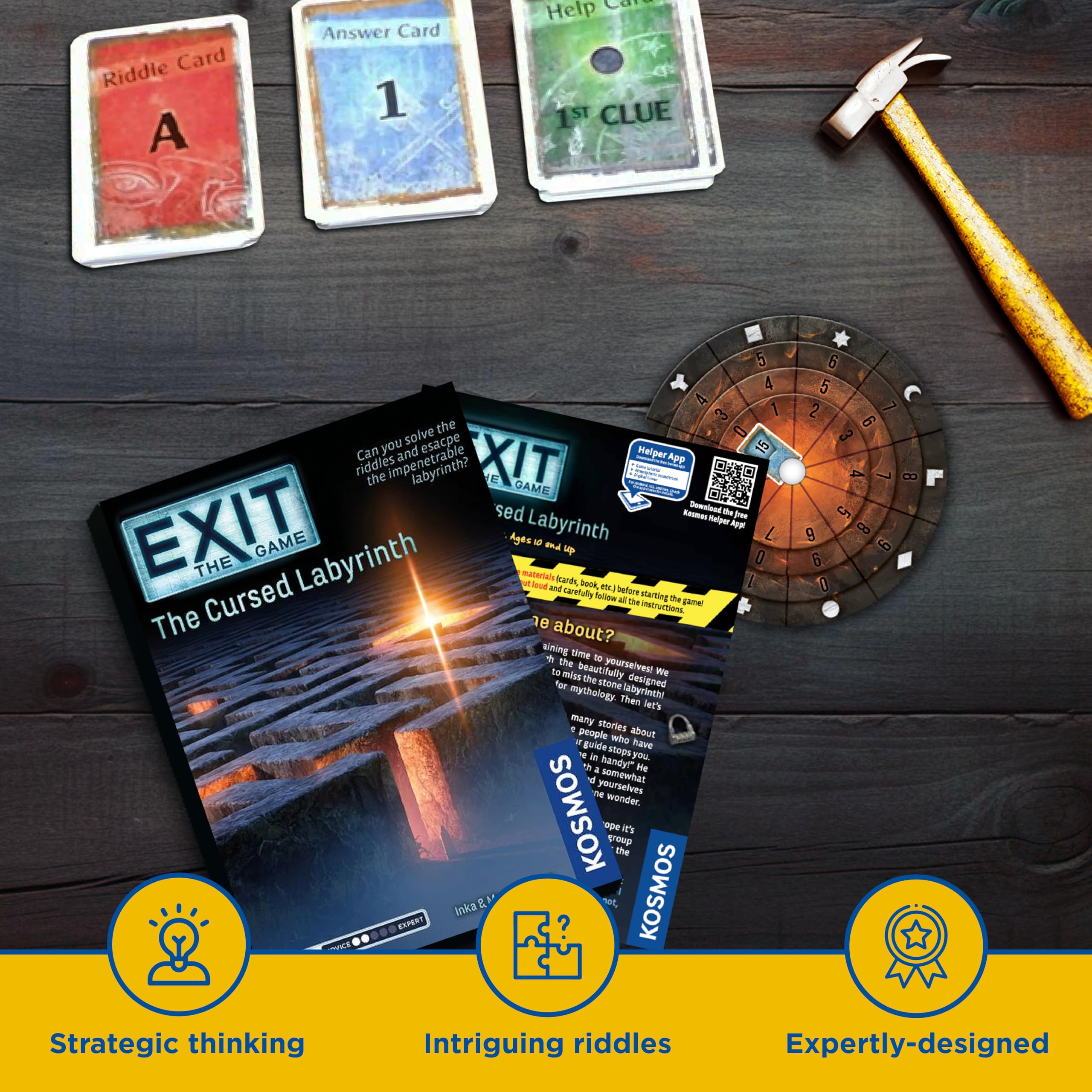 EXIT: The Cursed Labyrinth | Exit: The Game - A Kosmos Game | Family-Friendly, Card-Based at-Home Escape Room Experience for 1 to 4 Players, Ages 10+