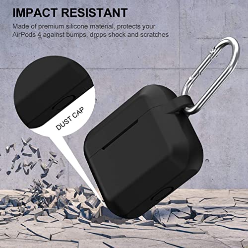 Doboli Compatible with AirPods 3 Case Cover for Airpods 3rd Generation Charging Case 2021 Silicone Protective Accessories Skin with Keychain (Front LED Visible) Square Black
