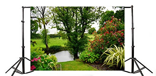 CSFOTO 5x3ft Garden Backdrop Spring Photo Backdrops for Photography Outdoor Picnic Countryside Backdrop Fields Tree Park River Backdrop for Spring Nature Backdrop