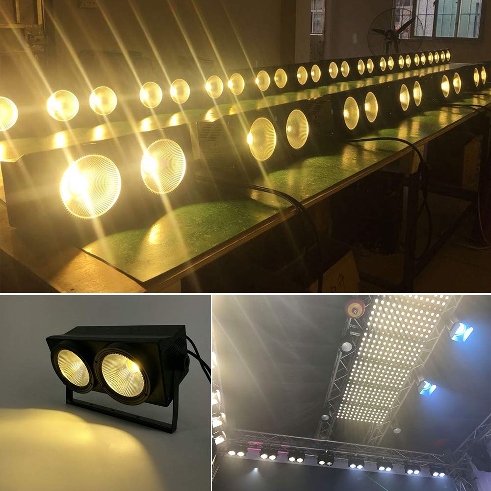 V-Show 200w led Stage par, Stage COB par,LED Blinder 2Head Light Warm White 3000K, 2 Eyes Wash LED, for Wedding Christmas Party Theater