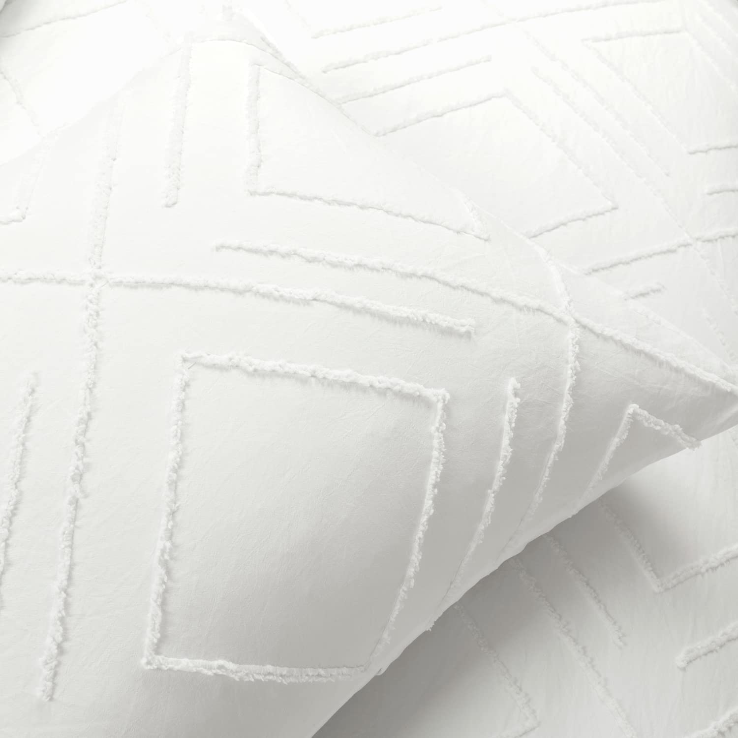 Lush Decor Diamond Clip Jacquard Duvet Cover 3 Piece Set, King, White