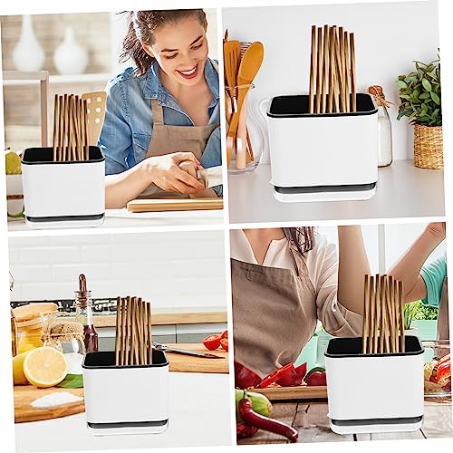 BESPORTBLE Hanging Utensil Holder Drainable Chopstick Holder Hanging Utensil Holder Desktop Stand Cutlery Storage Organizer Flatware Drying Kitchen Utensils Drying Rack Black 1pc