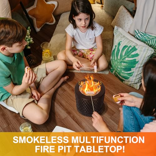 Concrete Tabletop Fire Pit - Ethanol Fire Pit, Table Top Fire Pit Bowl, Mini Fire Pit, Portable Fireplace for Indoor & Garden for Dinner Partlies, Home Decoration